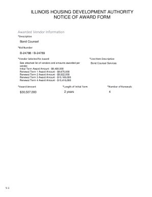 Fillable Online Notice of Award Form Fax Email Print - pdfFiller