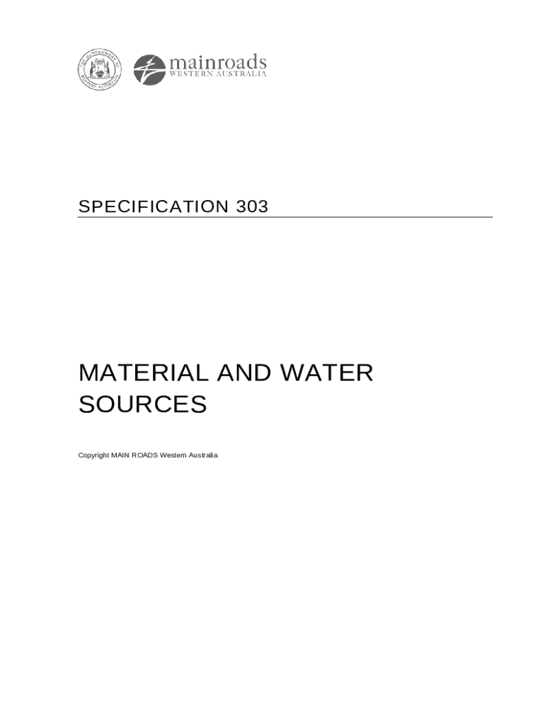 specification-303-material-and-water-sources. ... Doc Template | pdfFiller