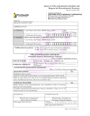 Fillable Online Annex A.3: Pre authorization Checklist and Request for ...