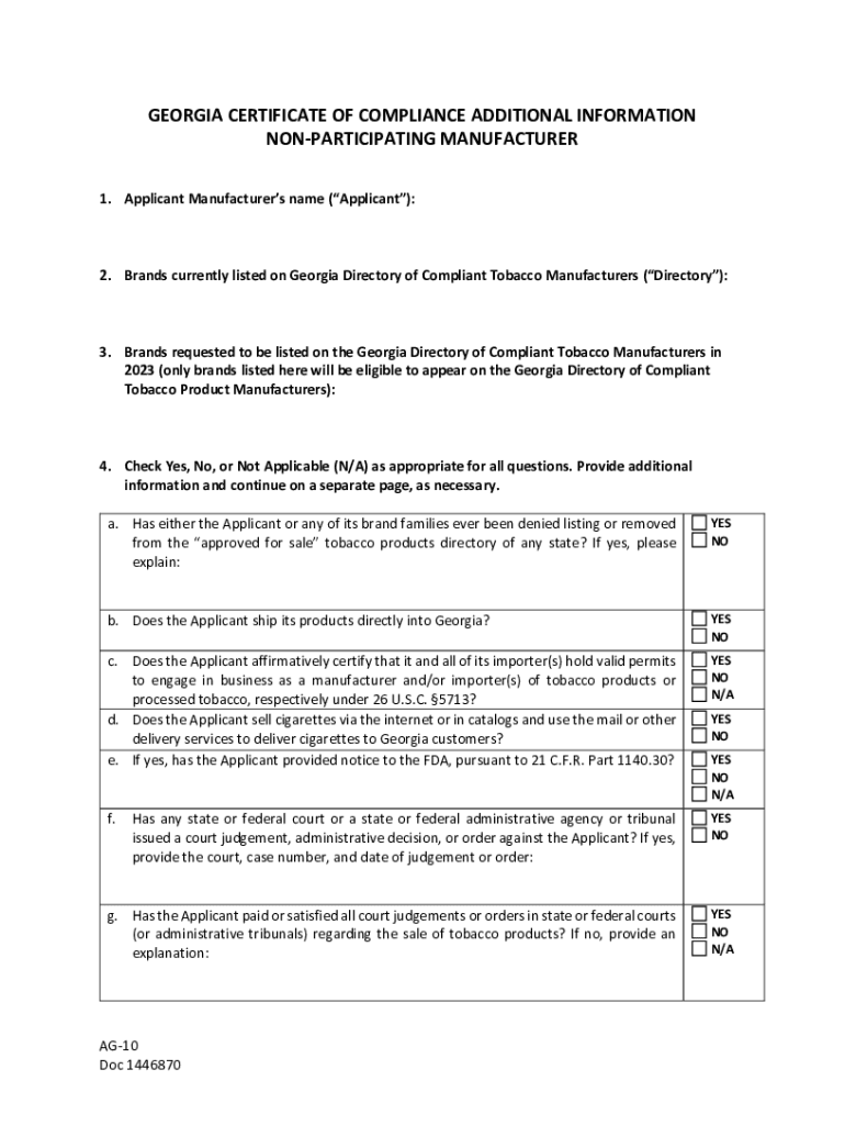 Fillable Online law georgia GEORGIA CERTIFICATE OF COMPLIANCE ...