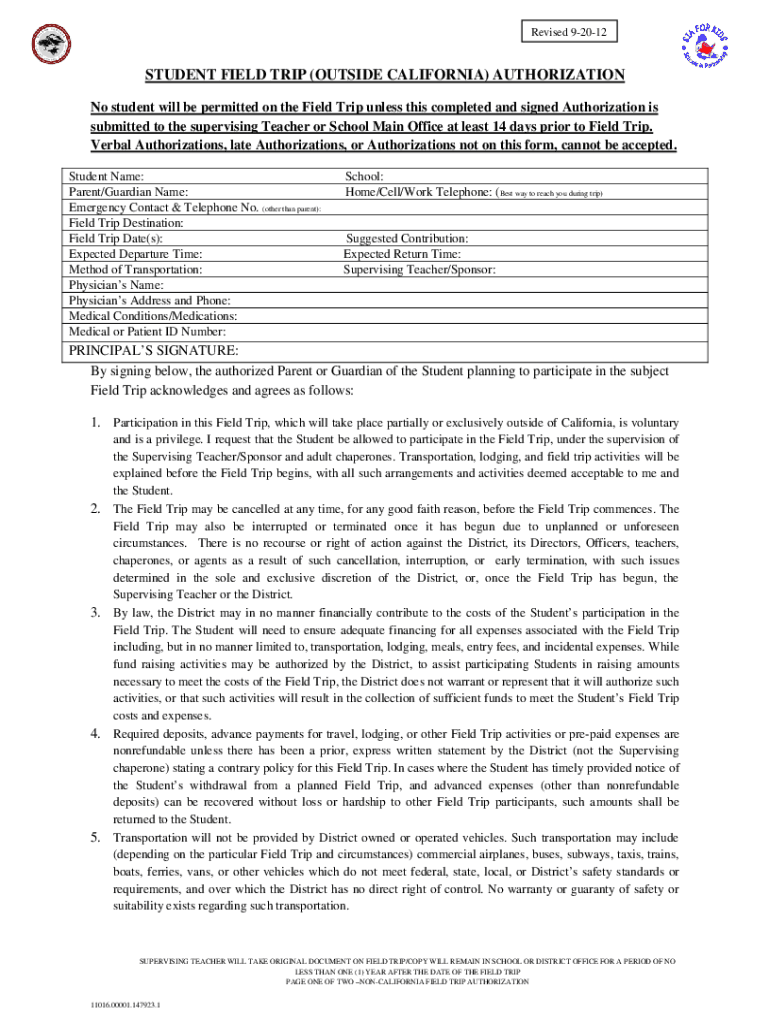 Fillable Online Field Trip Handbook Policy/Regulation/Practice Fax ...