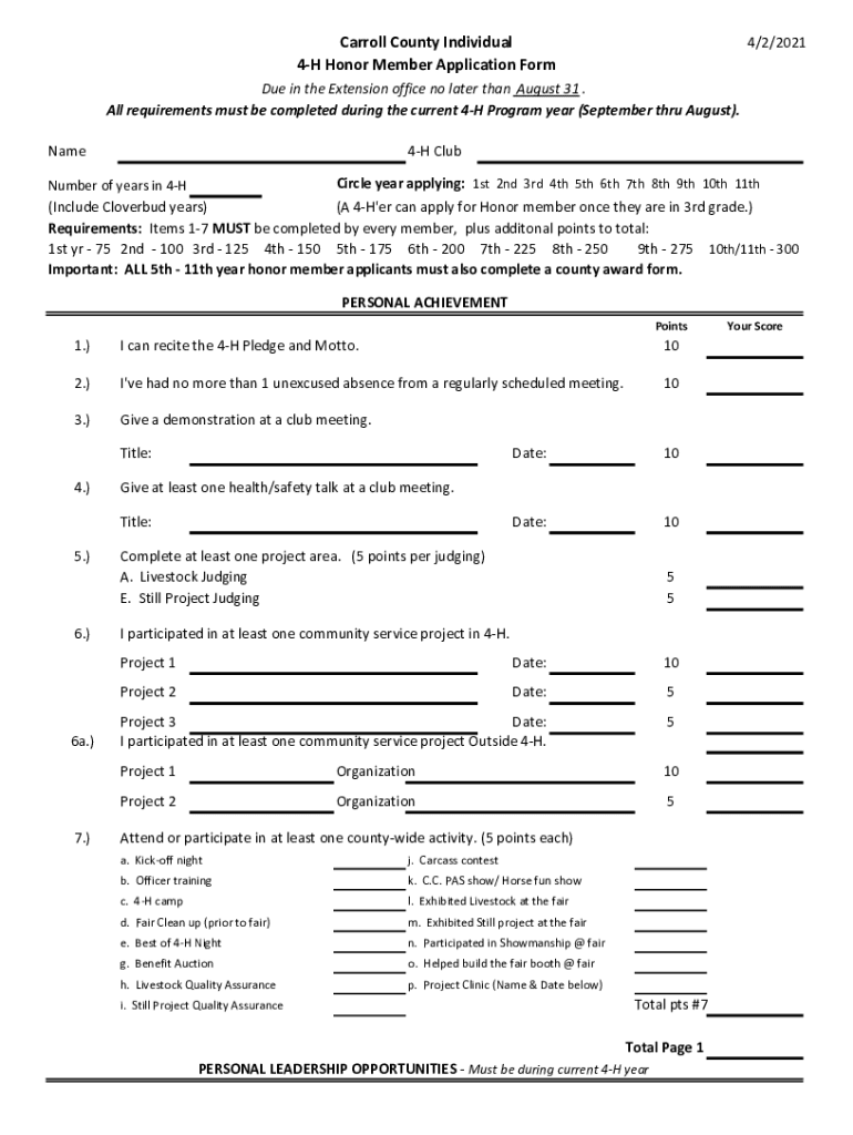 Fillable Online Individual Honor Member Application Form ... Fax Email ...