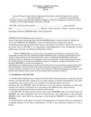 Fillable Online (To be printed on Supplier's letterhead) INTEGRITY PACT ...