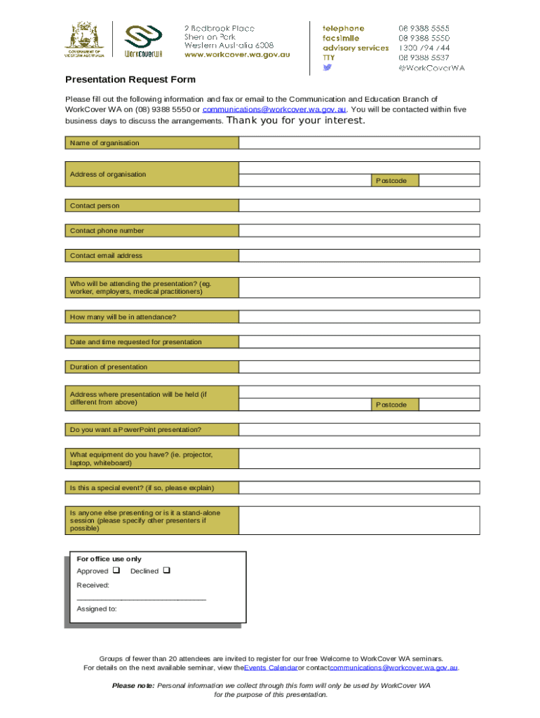 Presentation Request Doc Template | pdfFiller