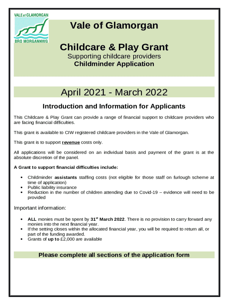 TRA137979-Childcare-Play-Grants-CM-appliaction-- ... Doc Template | pdfFiller