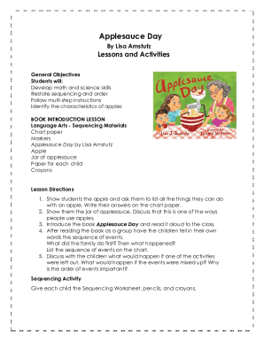 Fillable Online Literacy Snack Applesauce Read Aloud Fax Email Print ...