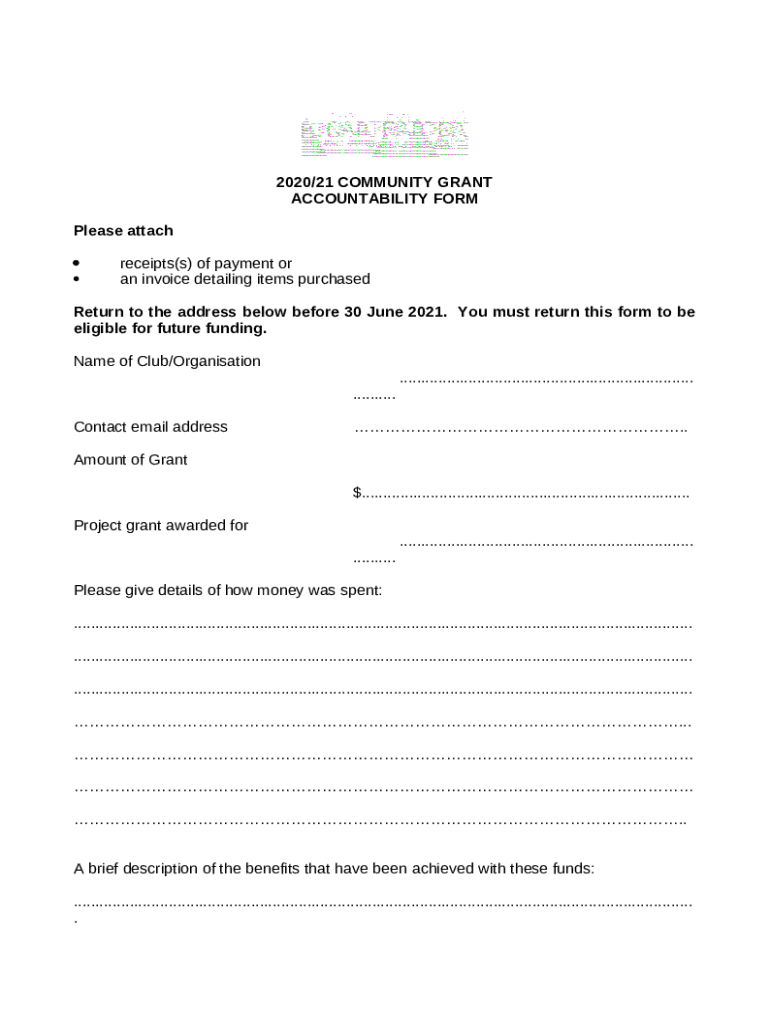 Community-Grant-Accountability--2020-2021- ... Doc Template | pdfFiller