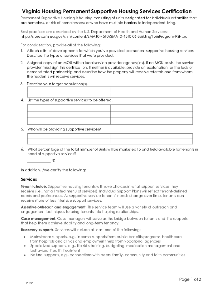 Fillable Online Application Tab S, Supportive Housing Certification Fax ...