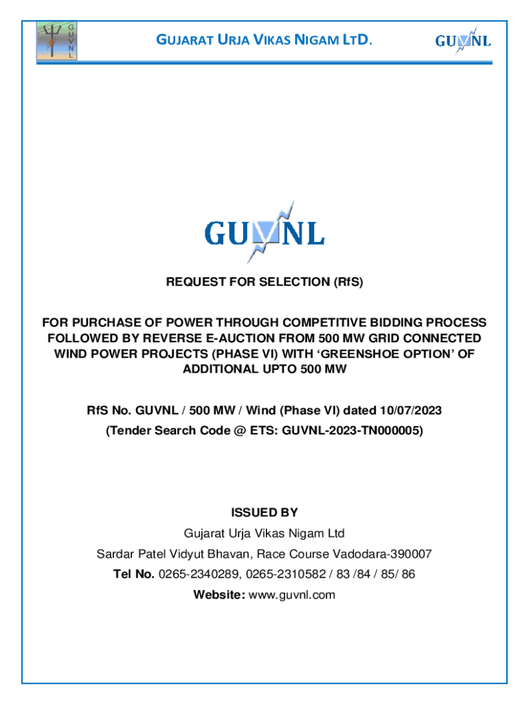 Fillable Online GUVNL Invites Bids To Procure Power From 500 MW Solar ...
