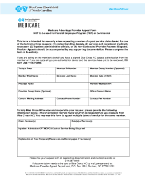 Fillable Online Medicare Advantage Provider Appeal Form Fax Email Print - pdfFiller