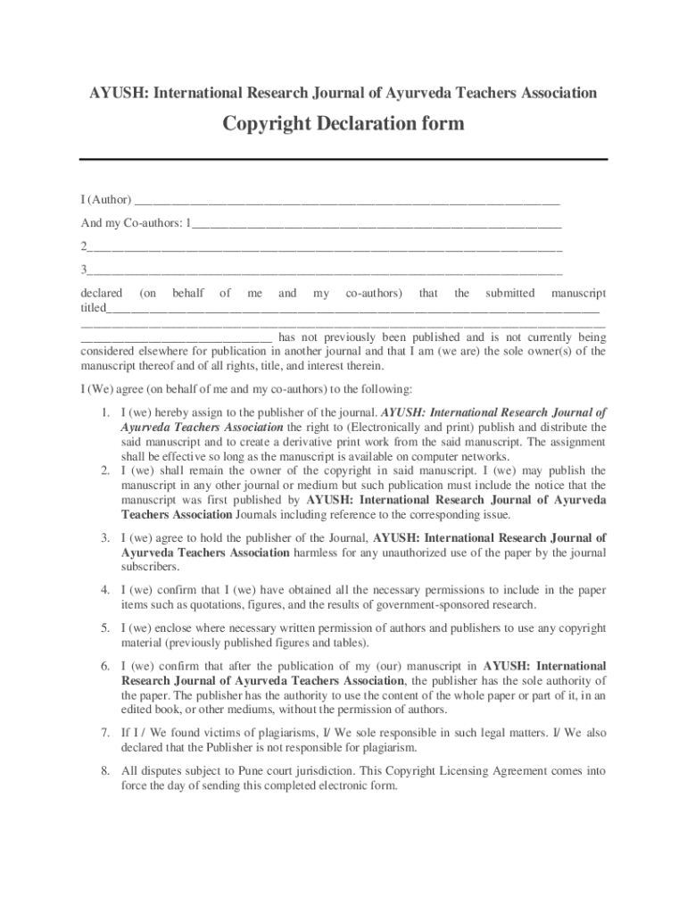 Fillable Online Copyright Declaration form Fax Email Print - pdfFiller