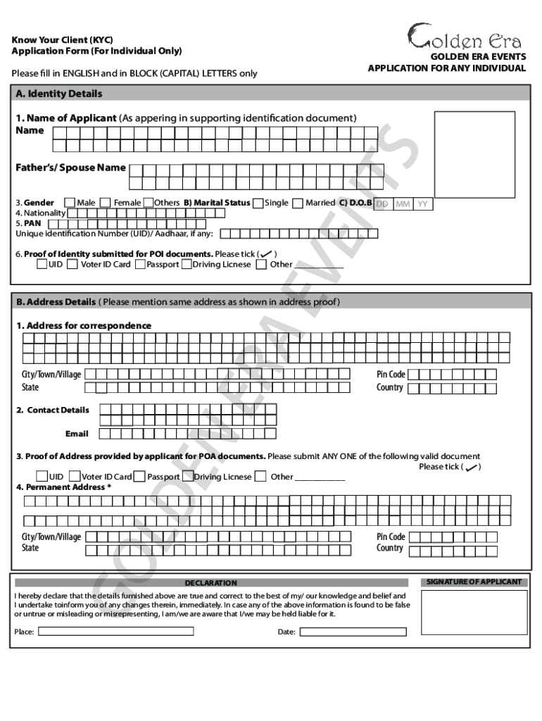 Fillable Online Know Your Client (KYC) Application Form ... - Blue Chip ...