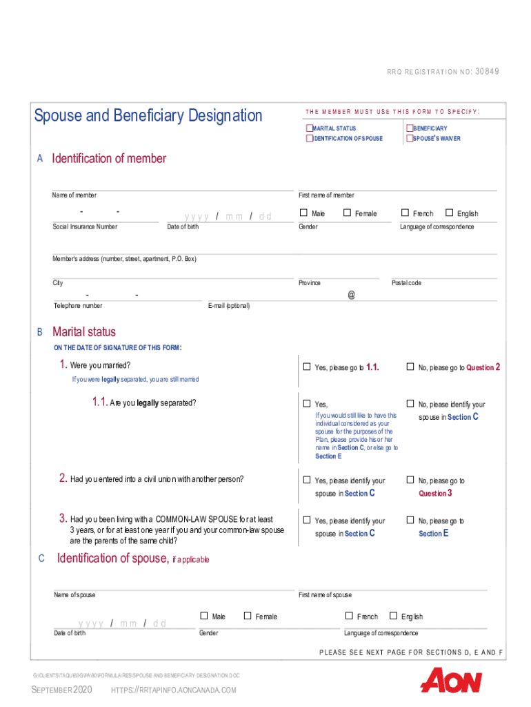 Spouse and Beneficiary Designation Form - Fill Out, Sign & Share Online ...