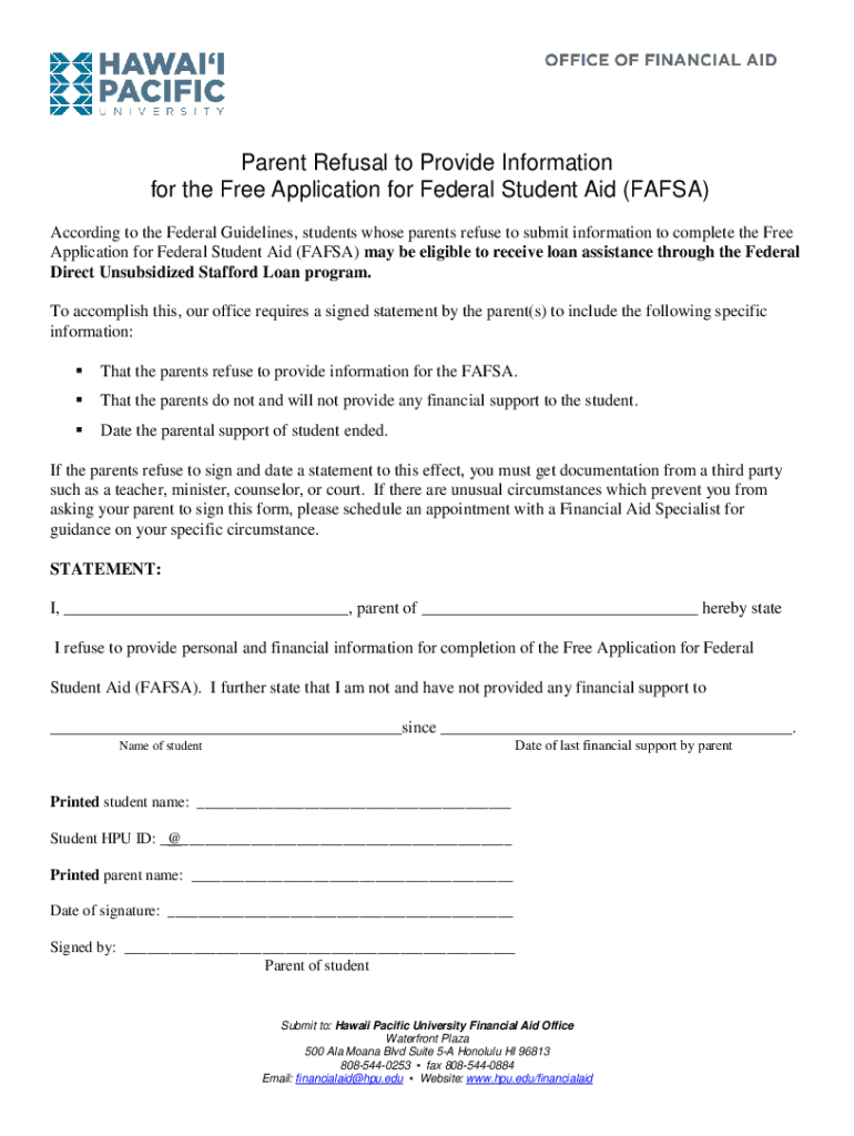 Fillable Online Options for Students Whose Parents Refuse to Complete ... Fax Email Print ...
