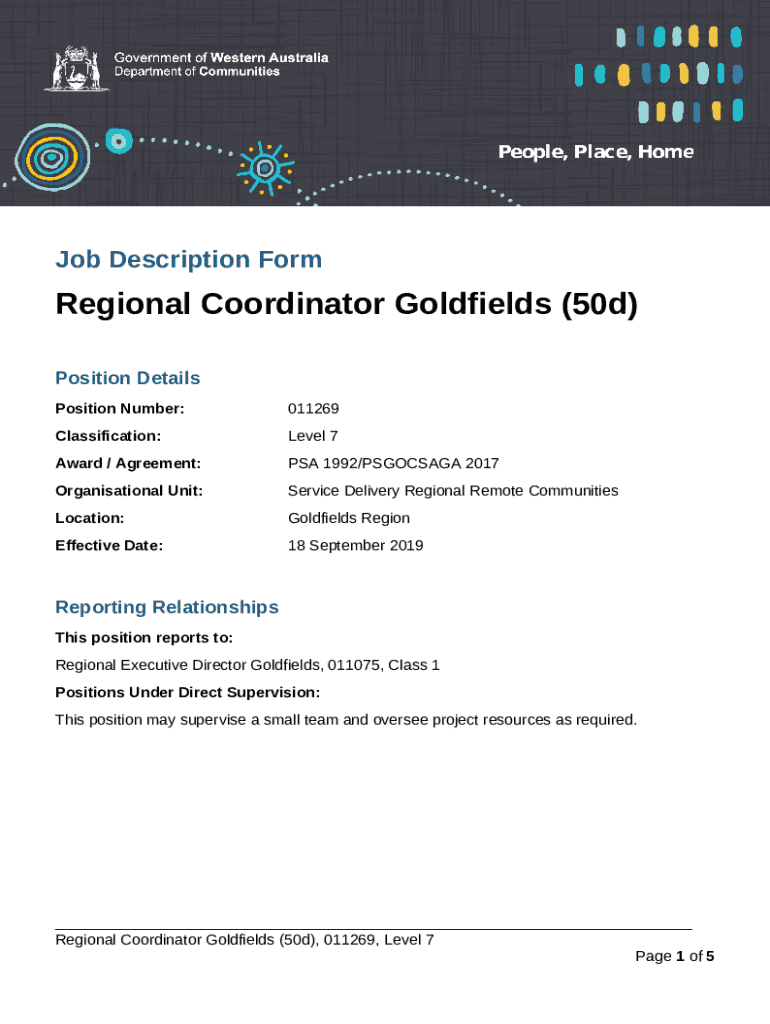 Job Description Regional Coordinator Goldfields (50d ... Doc Template ...