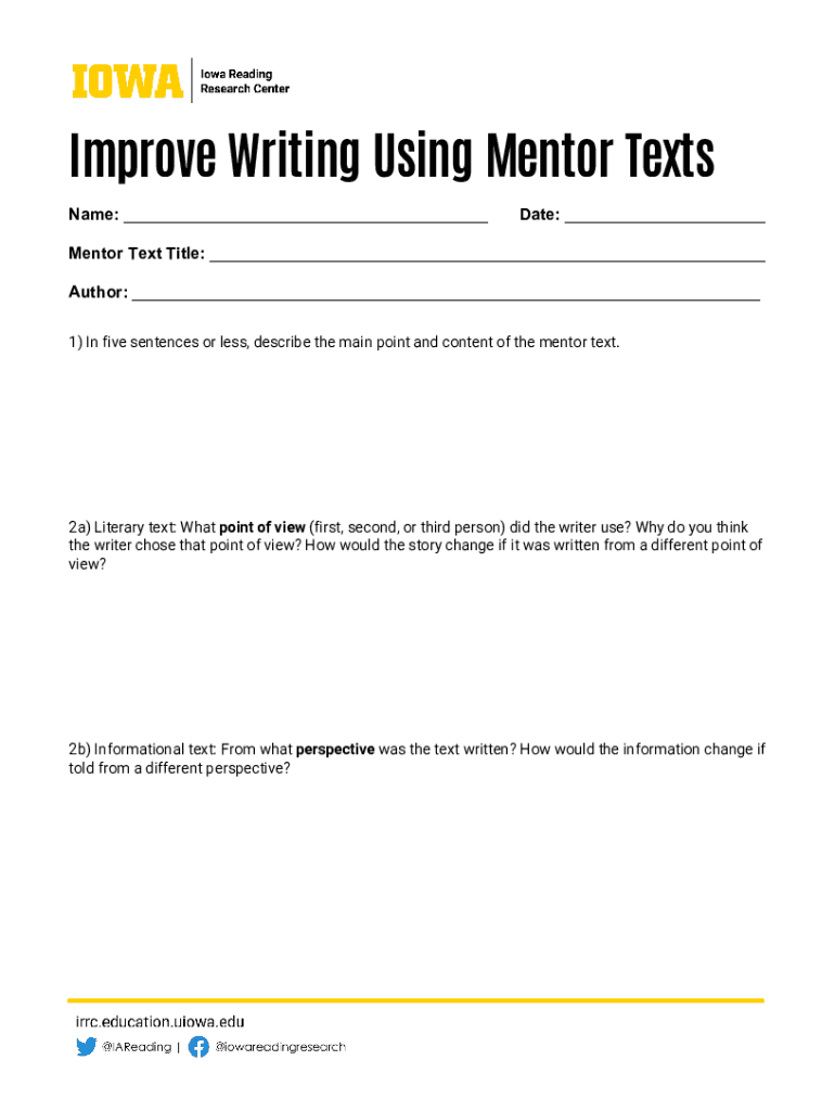 Fillable Online How to Successfully Use Mentor Texts to Teach Writing Fax Email Print - pdfFiller