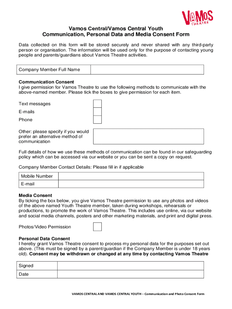 Fillable Online VC-VCY Communication Personal Data and Media Consent ...