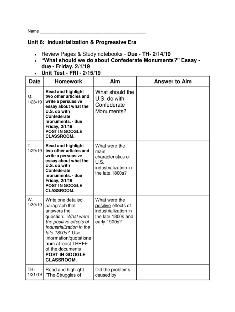 Fillable Online AP European History Unit Six: Industrial Revolution Fax ...