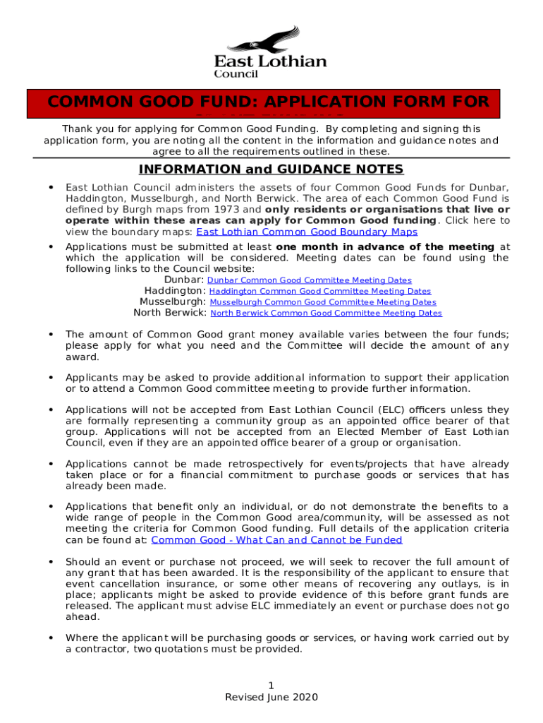 common good fund: application for grant funding Doc Template | pdfFiller