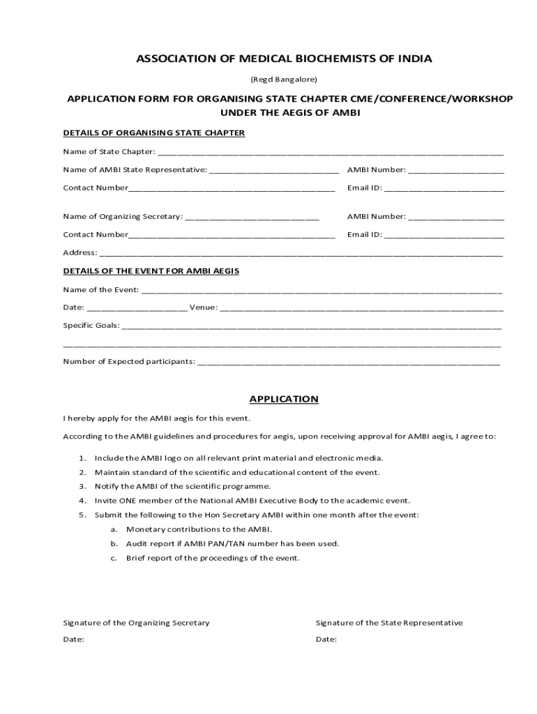 Fillable Online Application-for-AMBI-Aegis-for-Academic-Events. ... Fax ...
