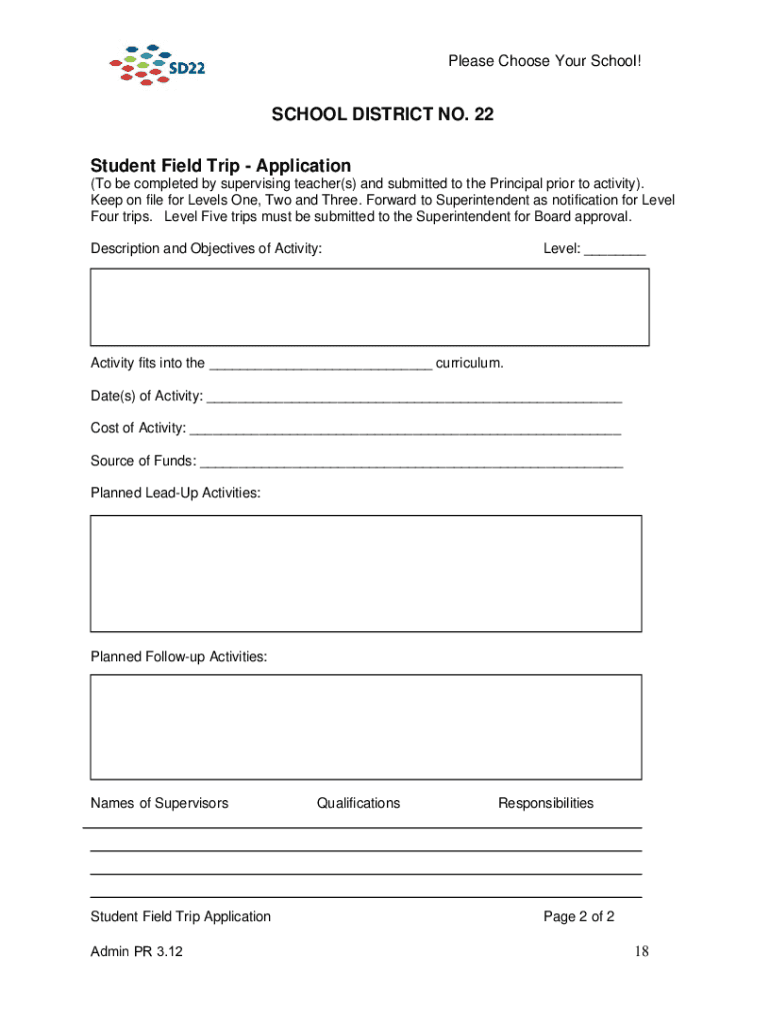 Fillable Online Student Field Trip Application - teacher. Student Field ...