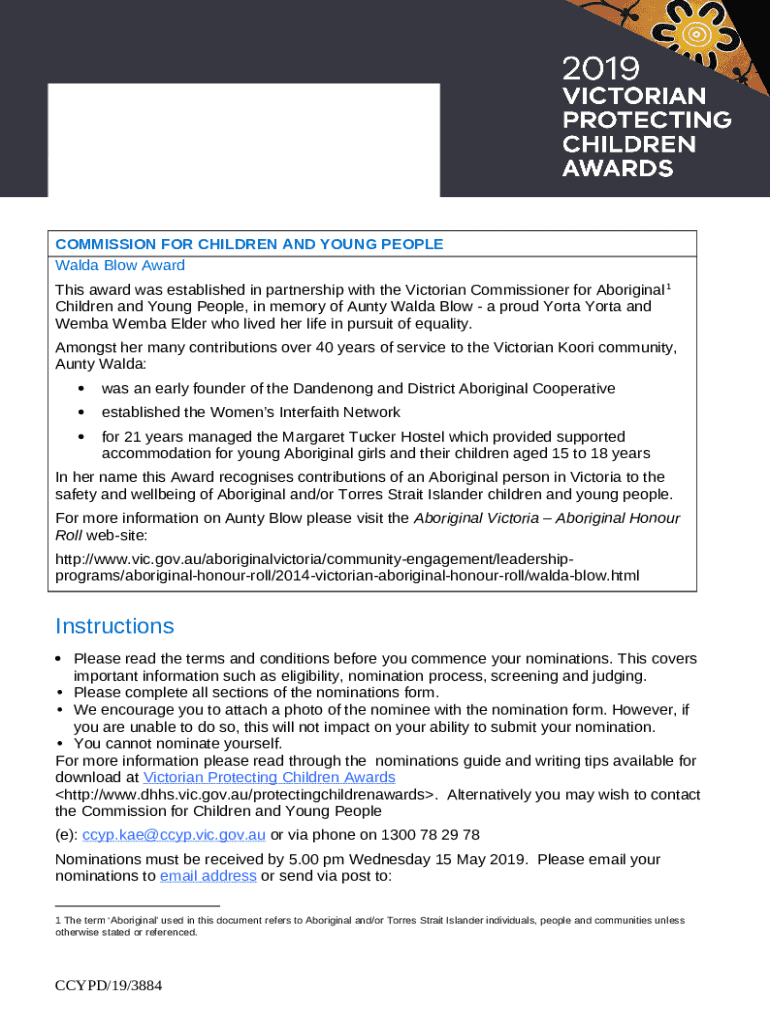 Nomination--Walda-Blow-Aboriginal-Children-and ... - ccyp vic gov Doc ...