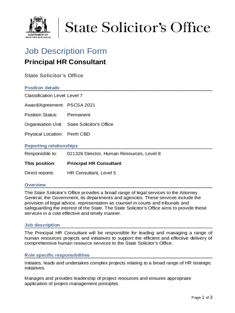 Job Description (JDF) Level 8 template Doc Template | pdfFiller