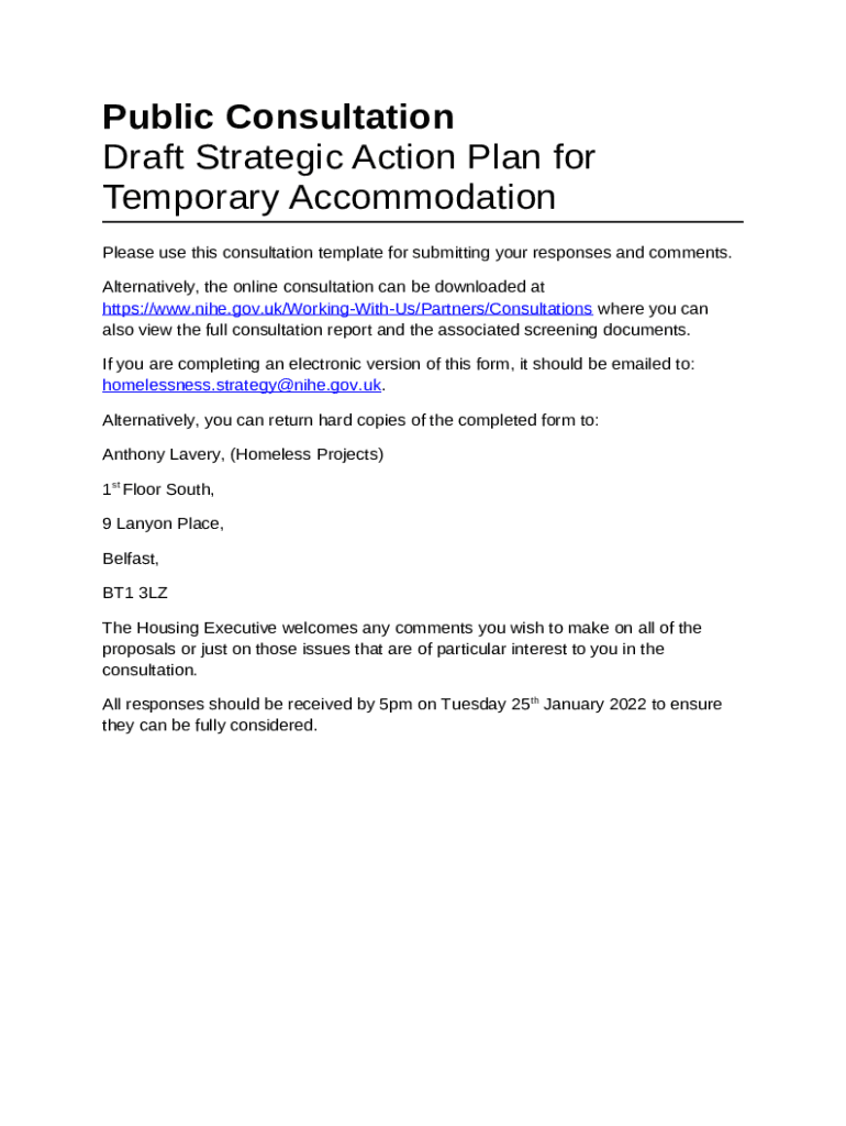 Consultation response template Draft Strategic Action Plan. Public ...