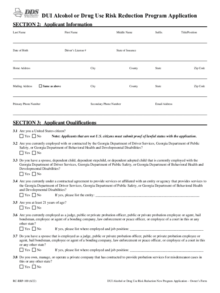 Fillable Online DUI Alcohol or Drug Use Risk Reduction Program ...