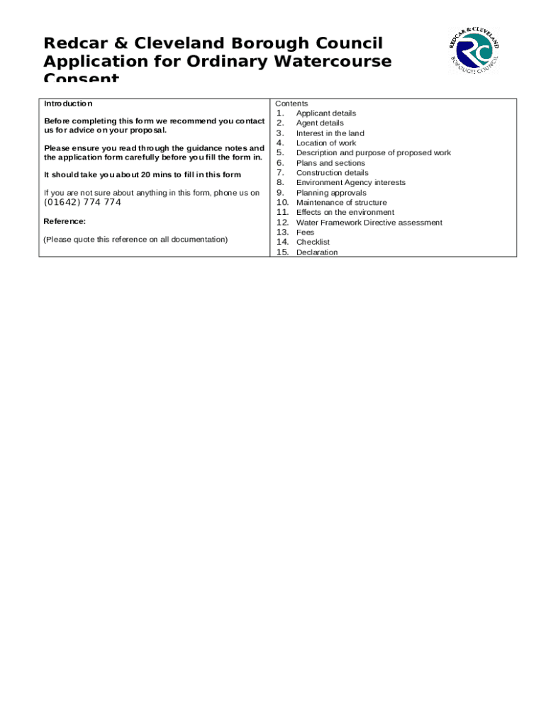 Ordinary Watercourse Application Doc Template | pdfFiller
