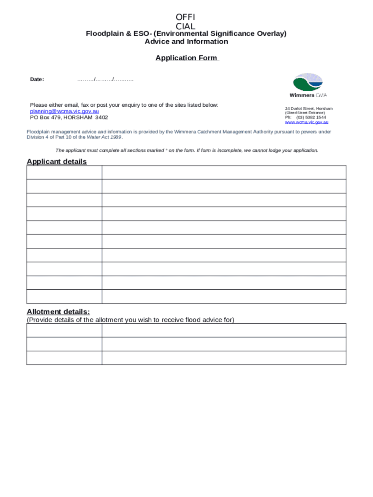 Flood Ination Request hard copy - wcma vic gov Doc Template | pdfFiller