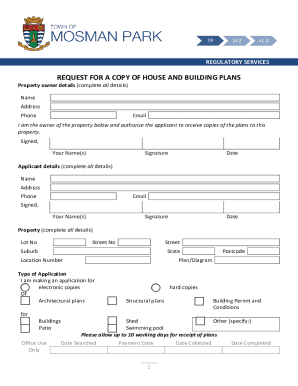 Fillable Online REQUEST FOR A COPY OF HOUSE AND BUILDING PLANS Fax ...