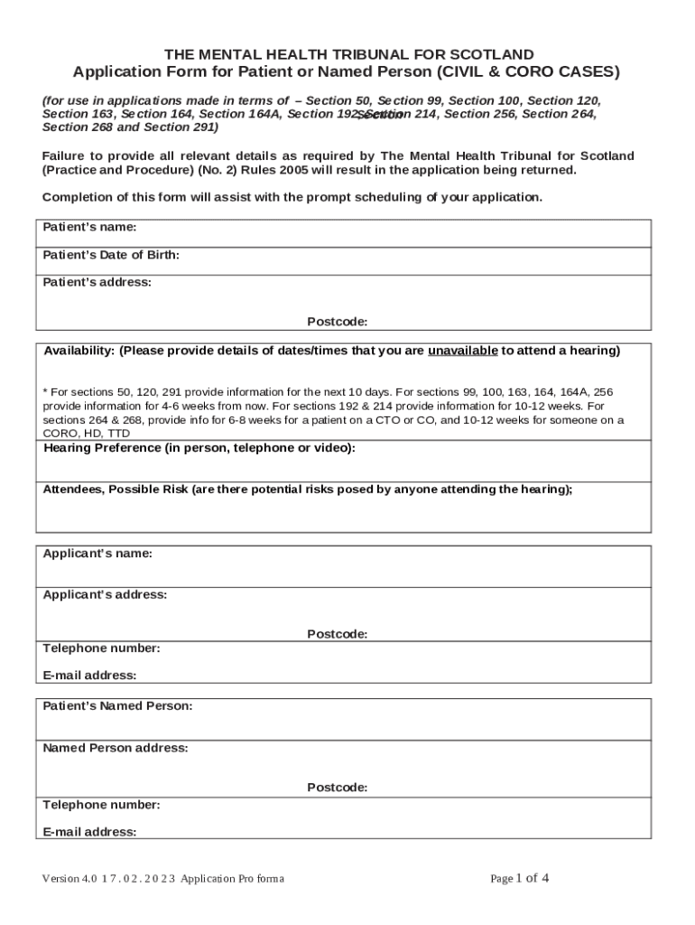 of Application for Patient, Named Person (CIVIL ... Doc Template ...