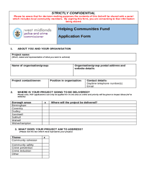 Helping Communities Fund Application Doc Template | pdfFiller
