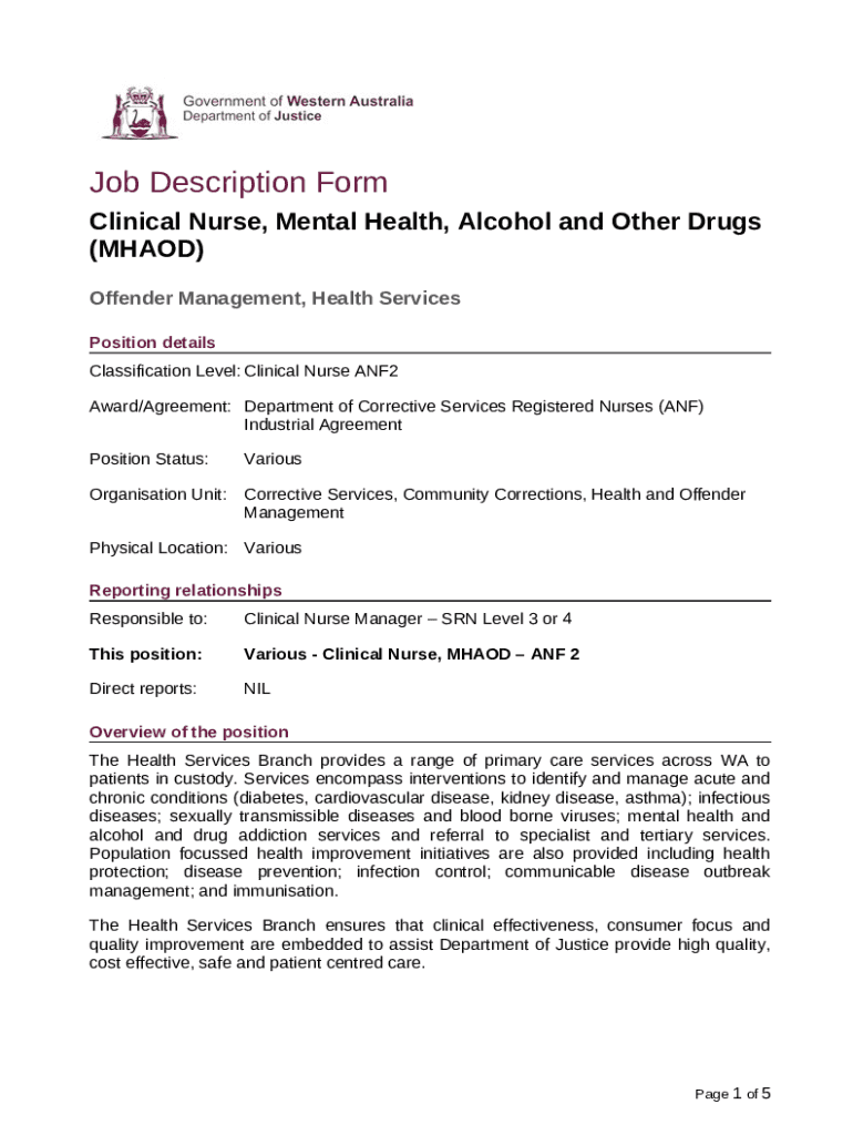 Job Description (JDF) Level 4 template - Jobs WA Doc Template | pdfFiller