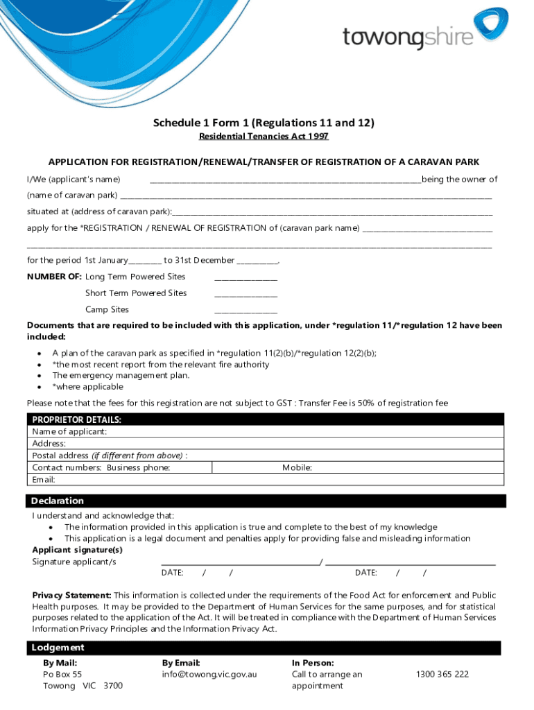 Fillable Online Schedule 1 Form 1 (Regulations 11 and 12) Fax Email ...