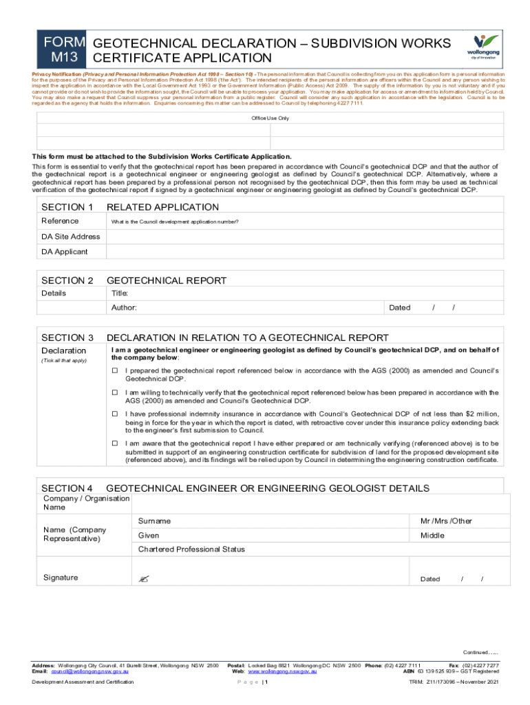 Fillable Online geotechnical declarationfinal structural /civil certificate Fax Email Print ...