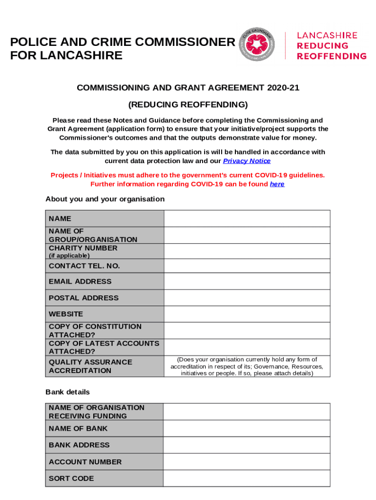 Reducing Reoffending Application 20/21 Doc Template | pdfFiller