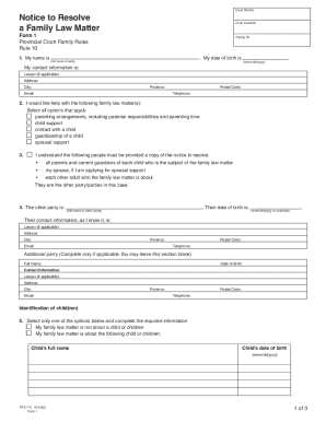 Fillable Online Preparing a Notice to Resolve a Family Law Matter ...