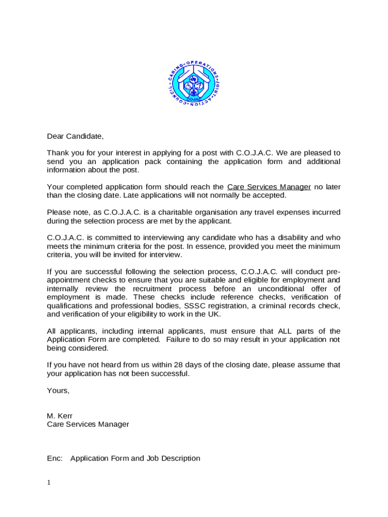 Dear Applicant, Thank you for your interest in applying for a ... Doc Template | pdfFiller