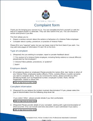 Victoria Police complaint . Police complaints Doc Template | pdfFiller