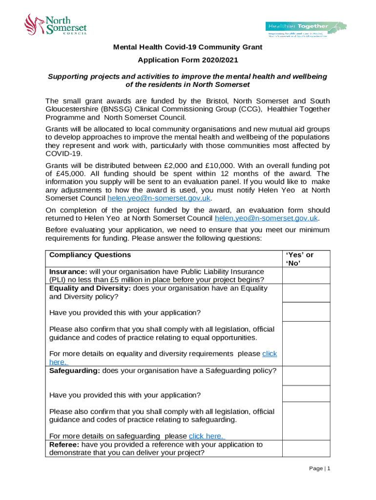 Community Grant application . ... Doc Template | pdfFiller