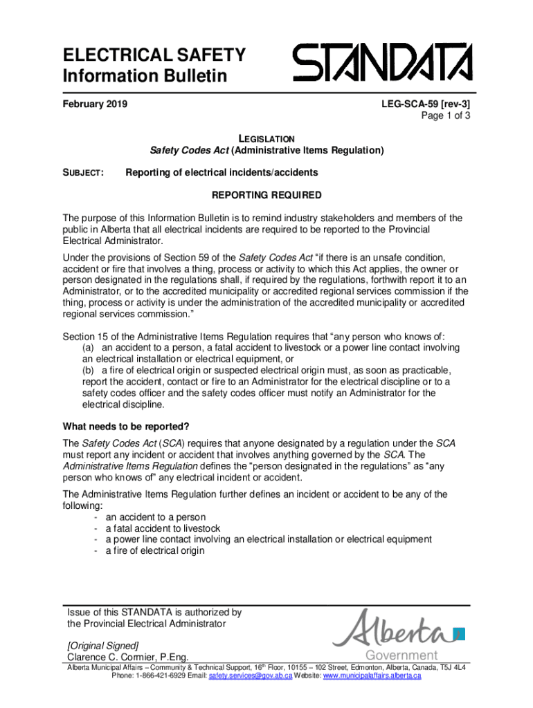 Fillable Online Reporting of Electrical Incidents/Accidents LEG-SCA-59 ...