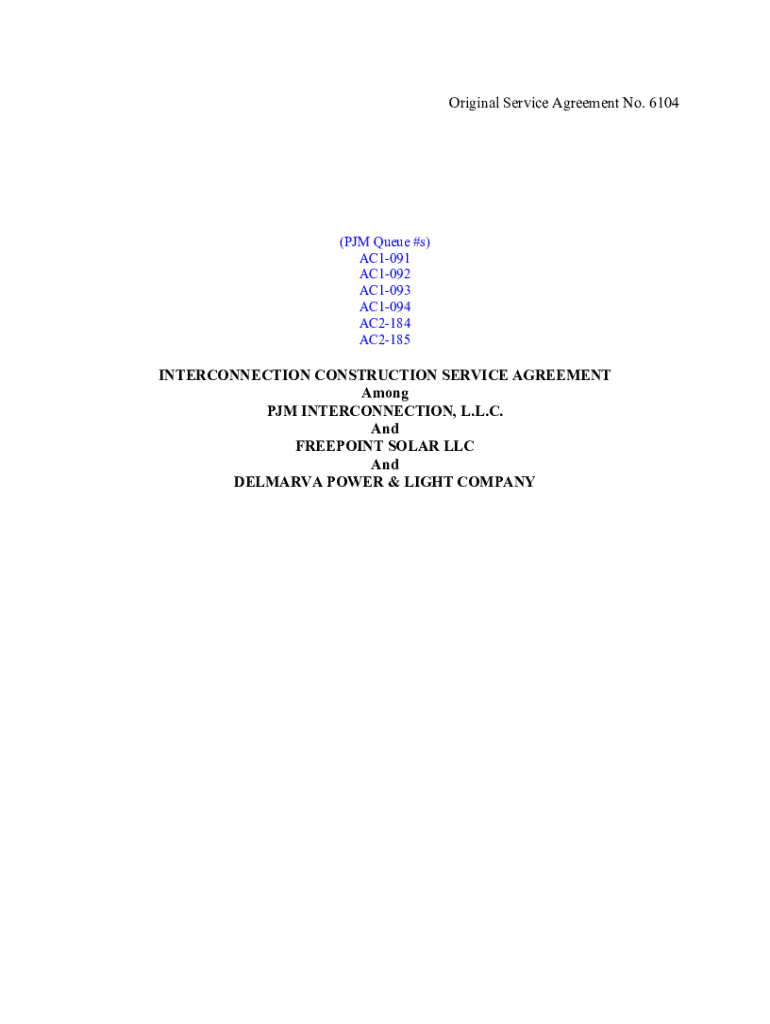 Fillable Online Original Service Agreement No. 6104 Fax Email Print ...