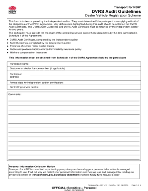 Fillable Online DVRS Audit Certificate - Dealer Vehicle Registration ...