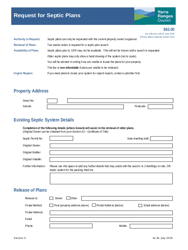 Request for Septic Plans Doc Template | pdfFiller