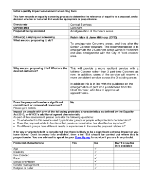 Fillable Online Initial equality impact assessment screening form Fax Email Print - pdfFiller