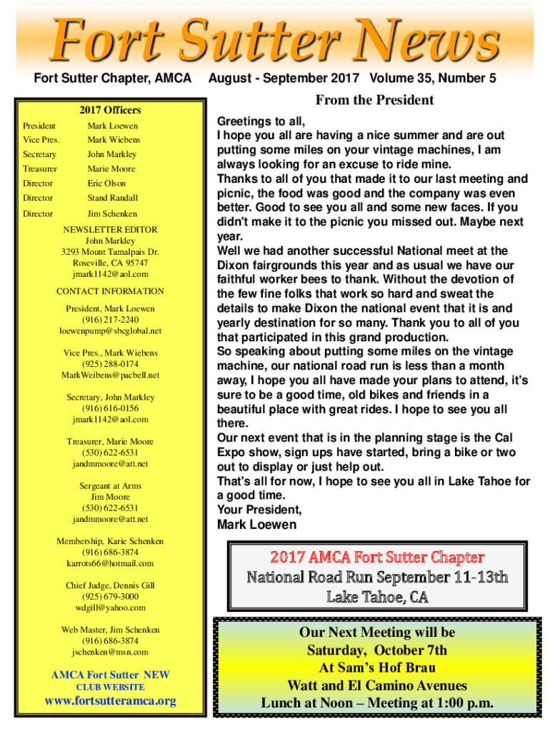 Fillable Online The Board - Fort Sutter Chapter of the AMCA Fax Email ...