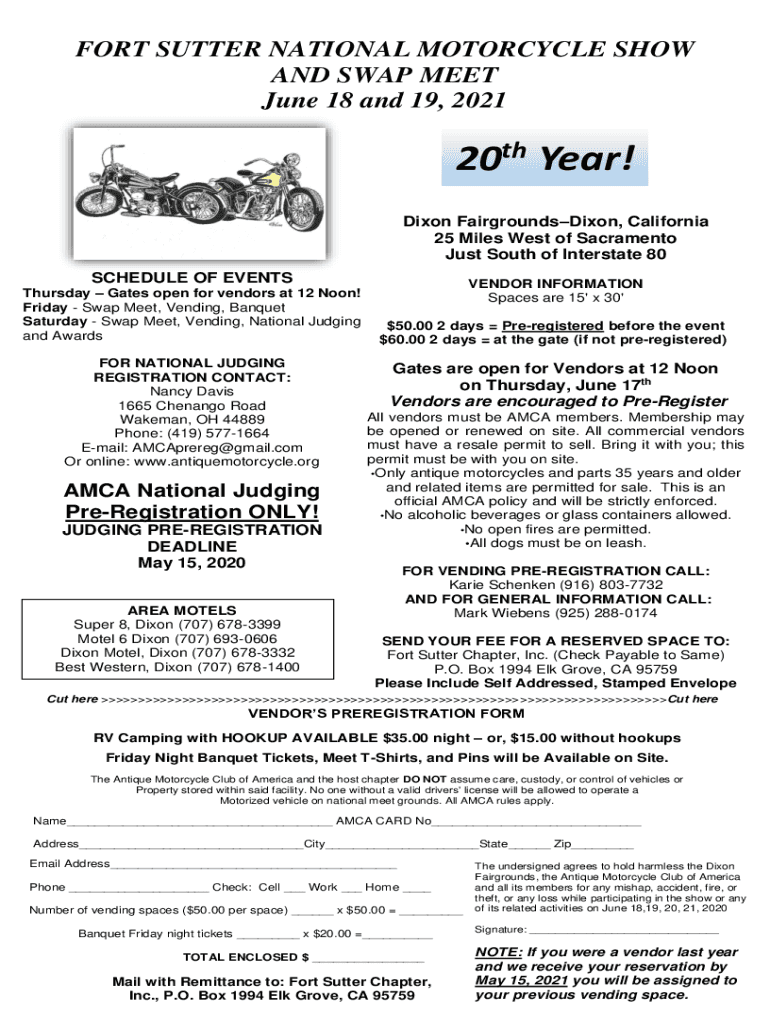 Fillable Online Upcoming Events - Fort Sutter Chapter of the AMCA Fax ...