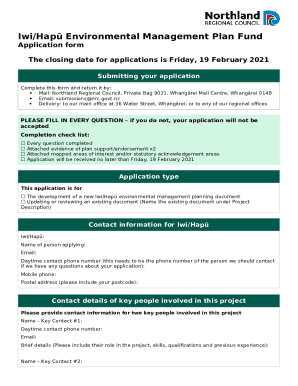 Iwi/Hap Environmental Management Planning Fund Doc Template | pdfFiller
